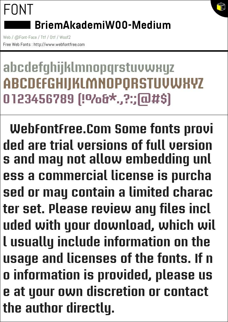 Briem Akademi W00 Medium Fonts Downloads - WebFontFree.Com