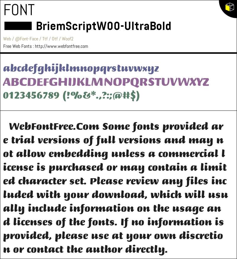 Briem Script W00 Ultra Bold Fonts Downloads - WebFontFree.Com