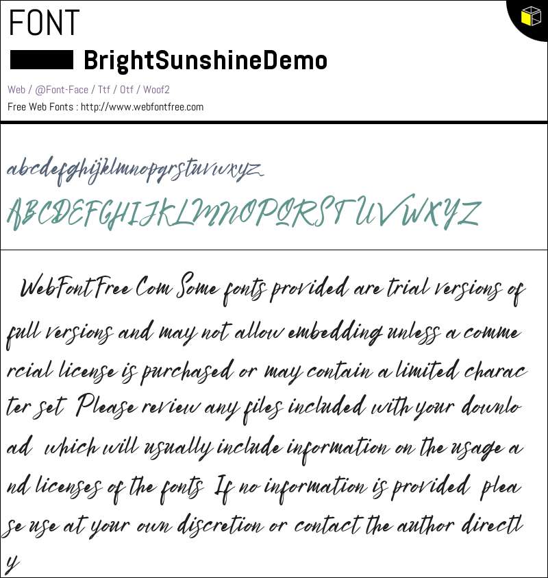 Bright Sunshine Demo Fonts Downloads - WebFontFree.Com