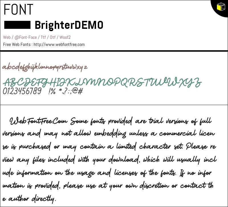 Brighter DEMO Fonts Downloads - WebFontFree.Com