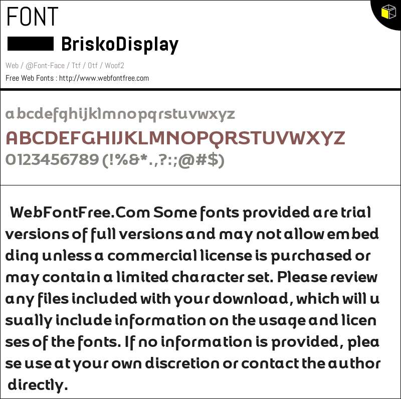 Brisko Display Fonts Downloads - WebFontFree.Com