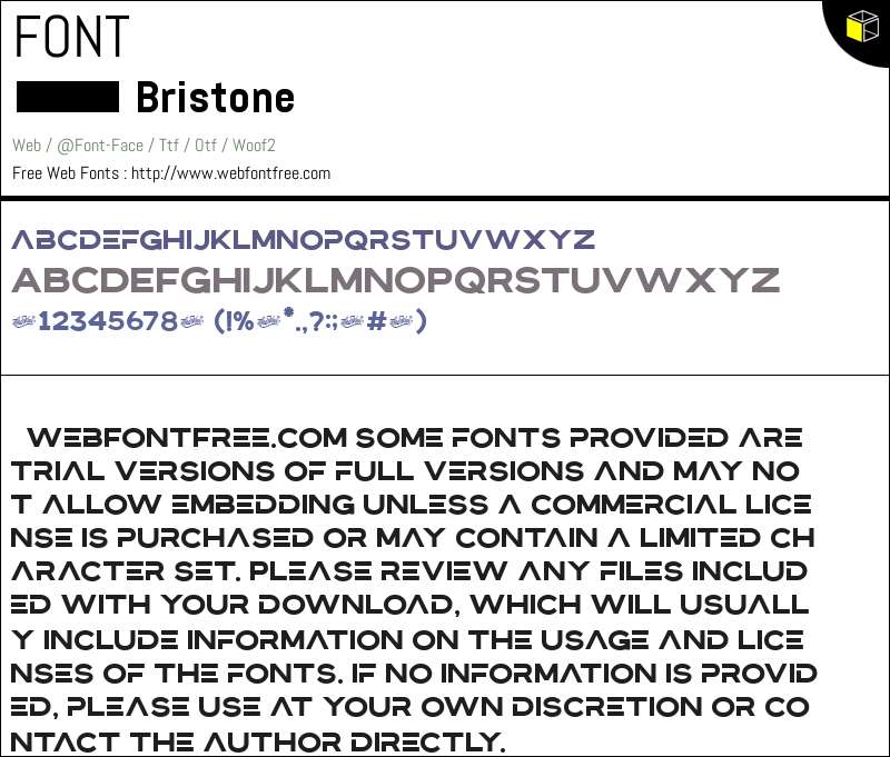 Bristone Fonts Downloads - WebFontFree.Com