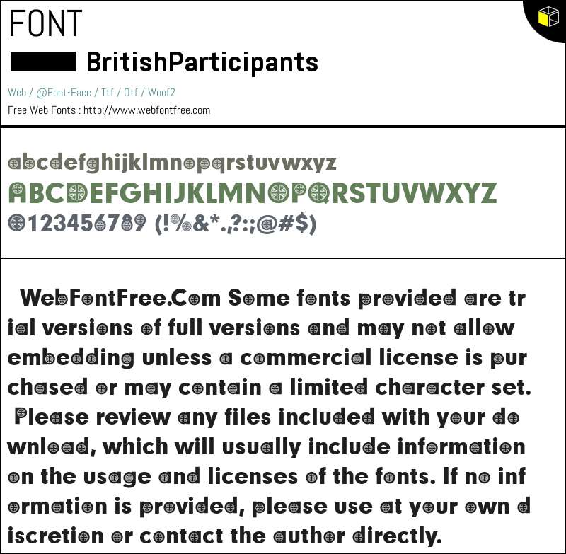 British Participants Fonts Downloads - WebFontFree.Com