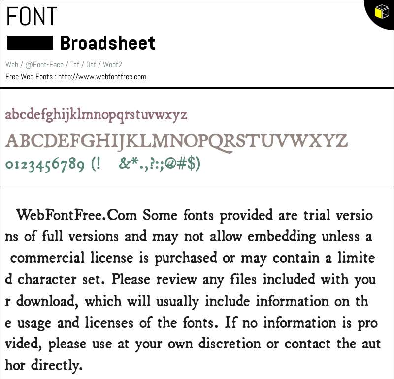 Broadsheet Fonts Downloads - WebFontFree.Com