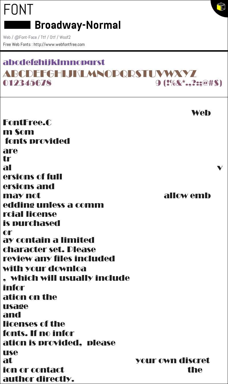Broadway-Normal Fonts Downloads - WebFontFree.Com