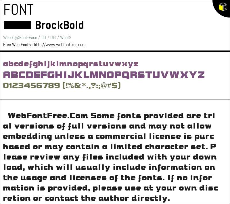 Brock Bold Fonts Downloads - WebFontFree.Com