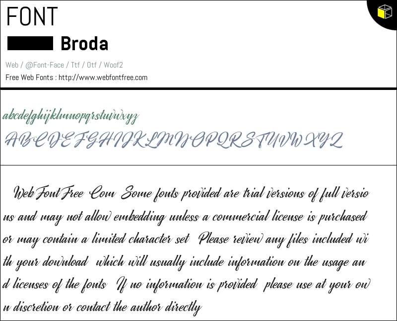 Broda Fonts Downloads - WebFontFree.Com
