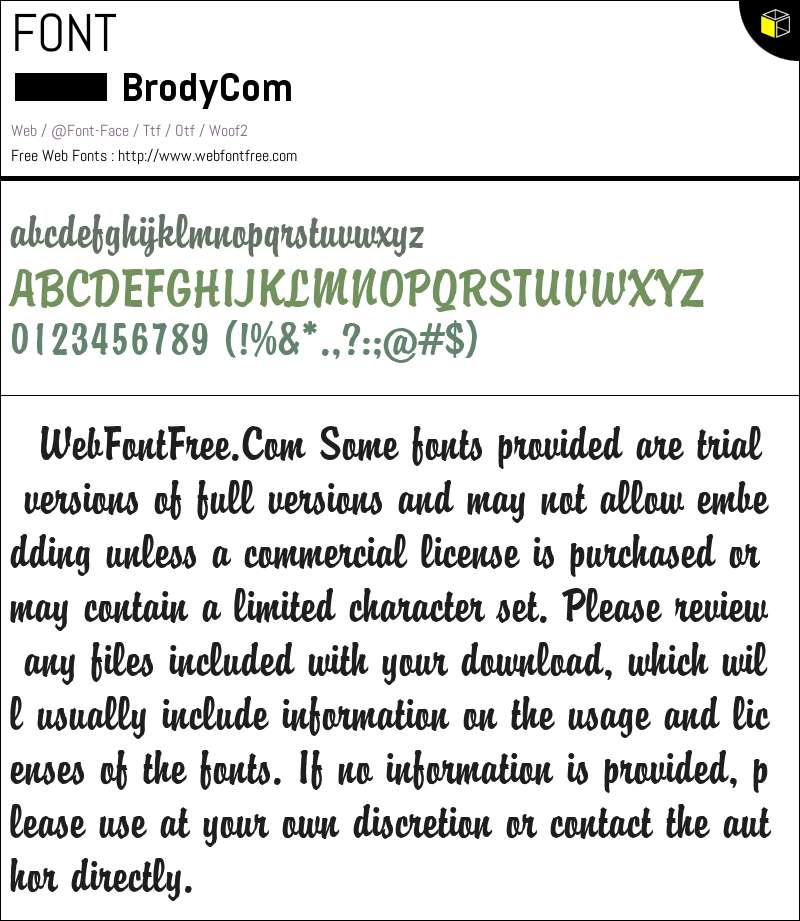 Brody Com Fonts Downloads - WebFontFree.Com