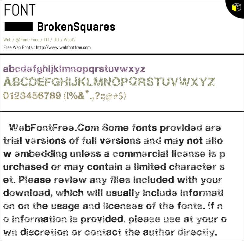 Broken Squares Fonts Downloads - WebFontFree.Com