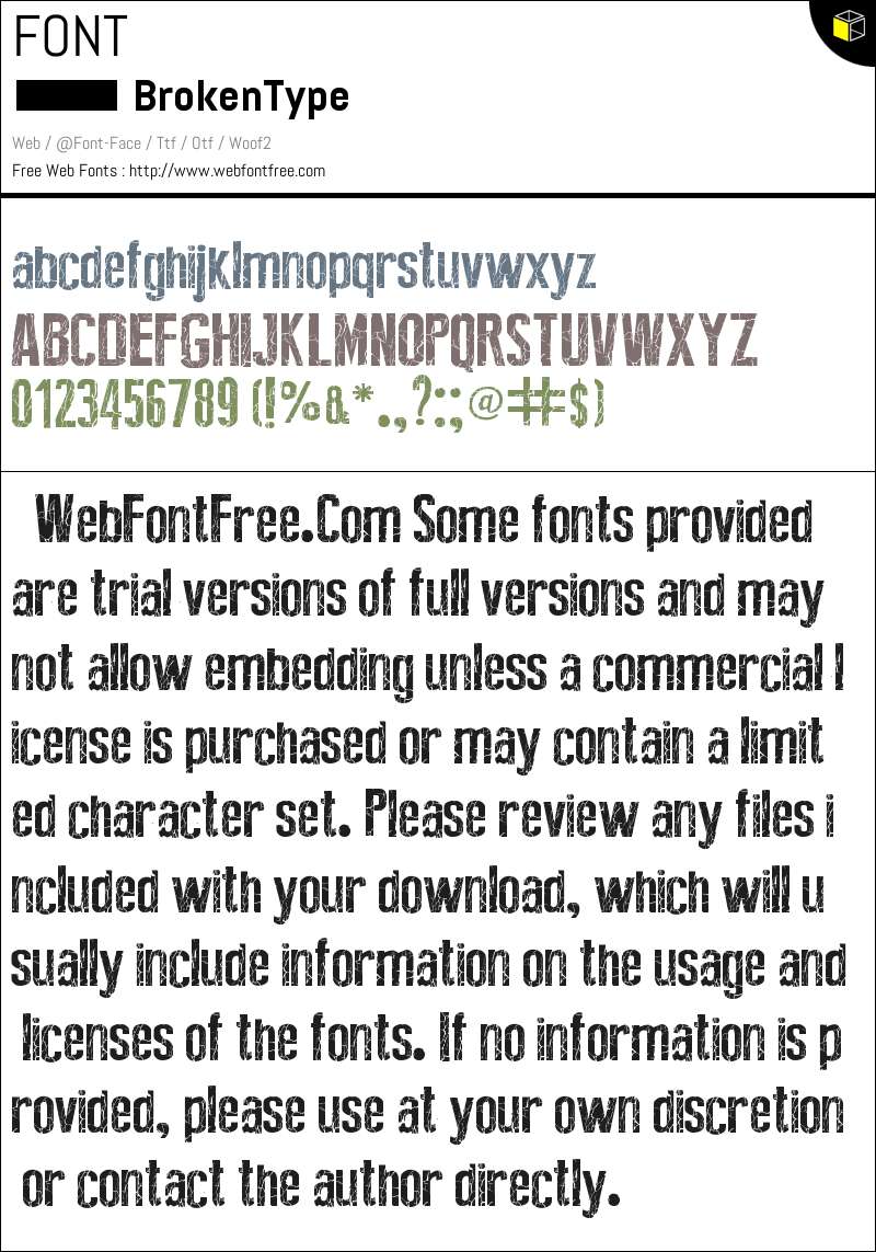 Broken Type Fonts Downloads - WebFontFree.Com