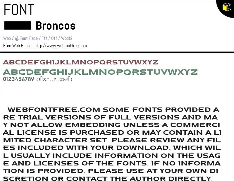 Broncos Regular Fonts Downloads - WebFontFree.Com