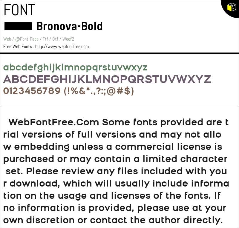 Bronova Bold 字体 下载 - WebFontFree.Com
