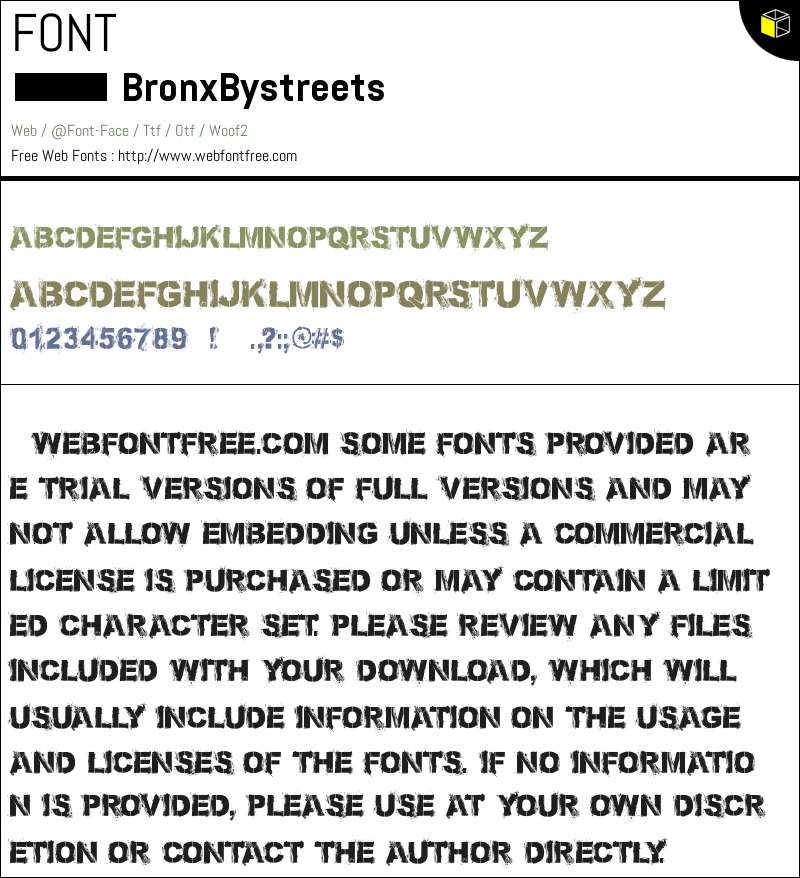 Bronx Bystreets Fonts Downloads - WebFontFree.Com