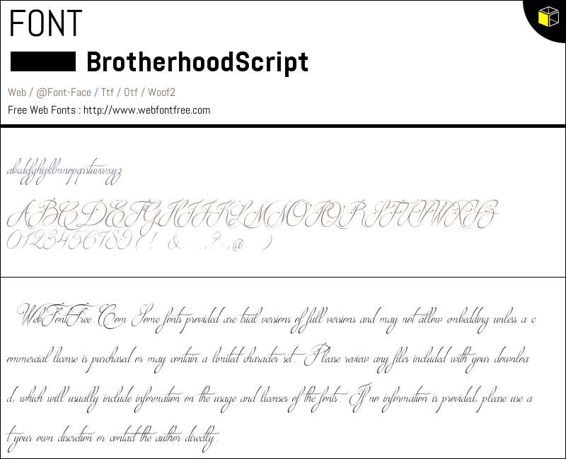Brotherhood Script Fonts Downloads - WebFontFree.Com