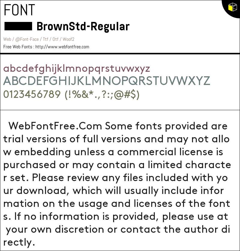 BrownStd-Regular 字体 下载 - WebFontFree.Com