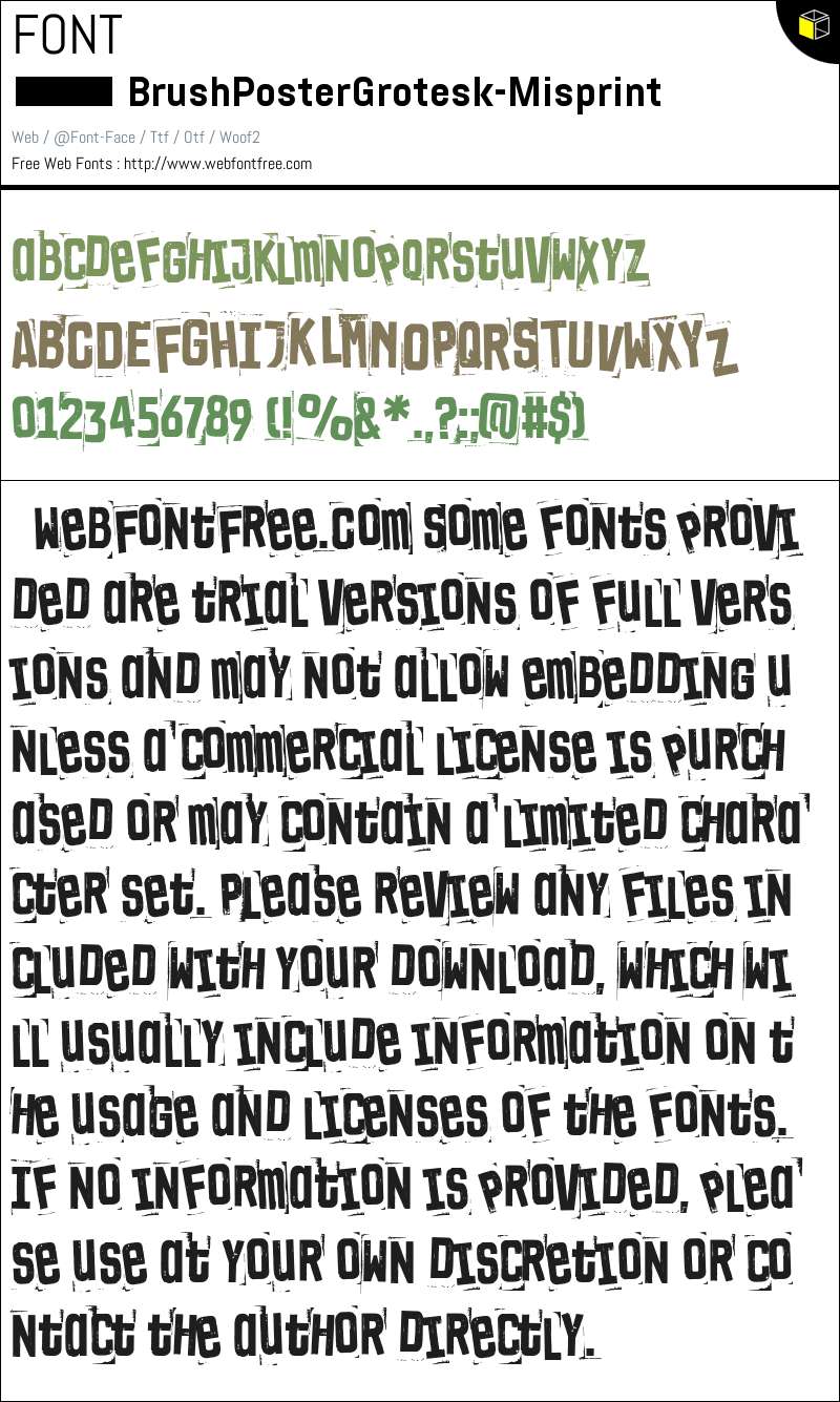 BrushPosterGrotesk-Misprint Fonts Downloads - WebFontFree.Com