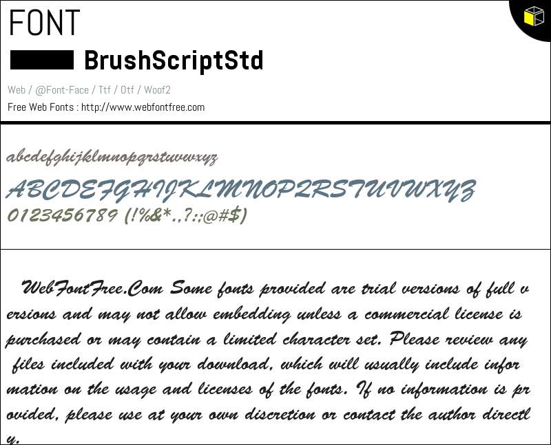 BrushScriptStd Fonts Downloads - WebFontFree.Com