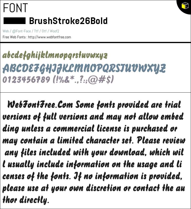Brush Stroke 26 Bold Fonts Downloads - WebFontFree.Com
