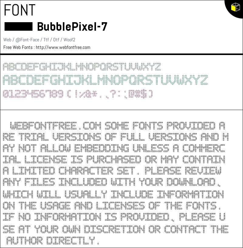 Bubble Pixel-7 Fonts Downloads - WebFontFree.Com
