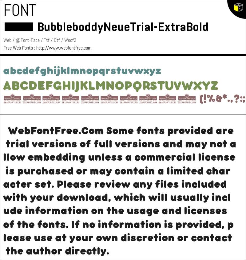 Bubbleboddy Neue Trial ExtraBold Fonts Downloads - WebFontFree.Com