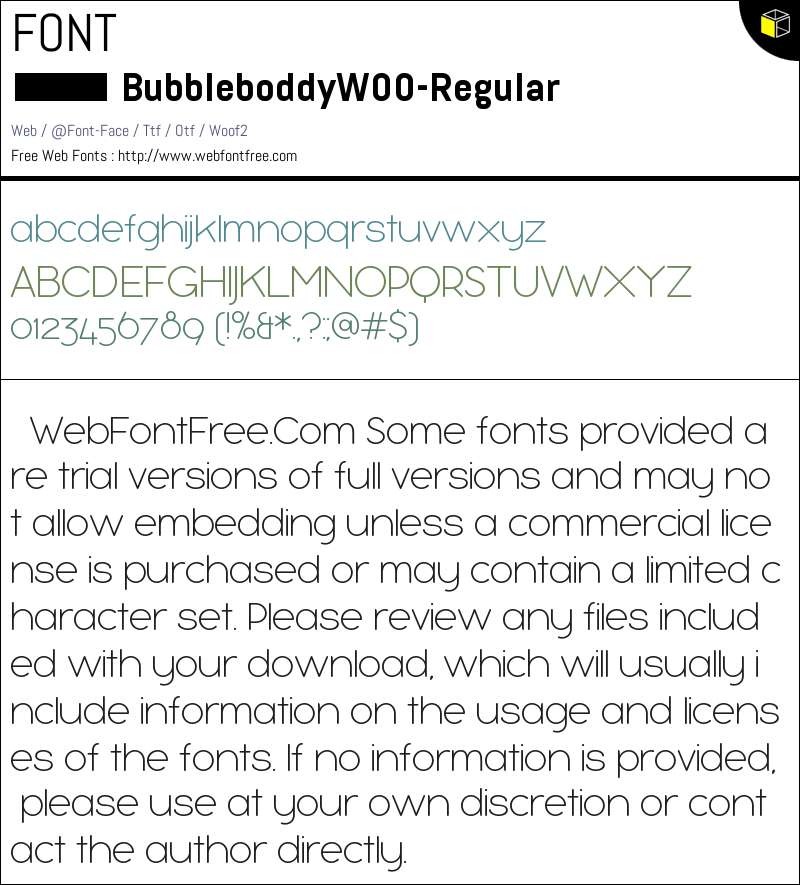 Bubbleboddy W00 Regular Fonts Downloads - WebFontFree.Com
