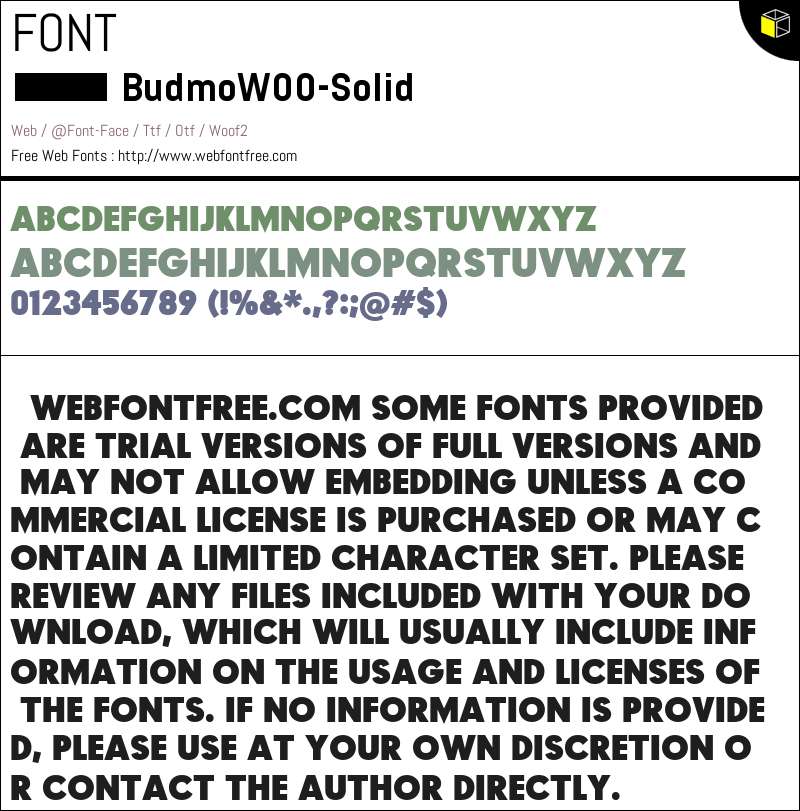 Budmo W00 Solid Fonts Downloads - WebFontFree.Com