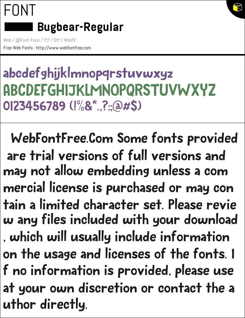 Bugbear W05 Regular Fonts Downloads - WebFontFree.Com