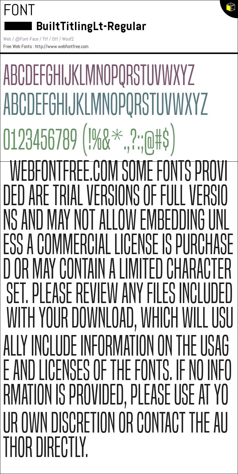 BuiltTitlingLt-Regular Fonts Downloads - WebFontFree.Com