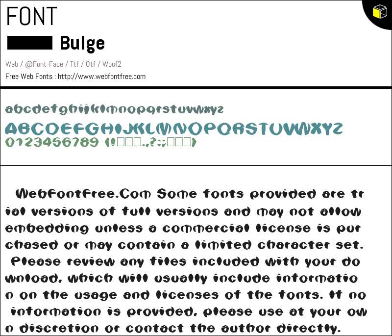 Bulge Fonts Downloads - WebFontFree.Com