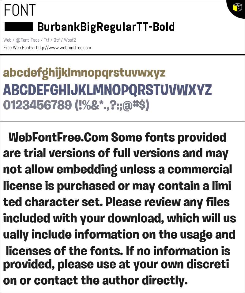 BurbankBigRegularTT-Bold Fonts Downloads - WebFontFree.Com