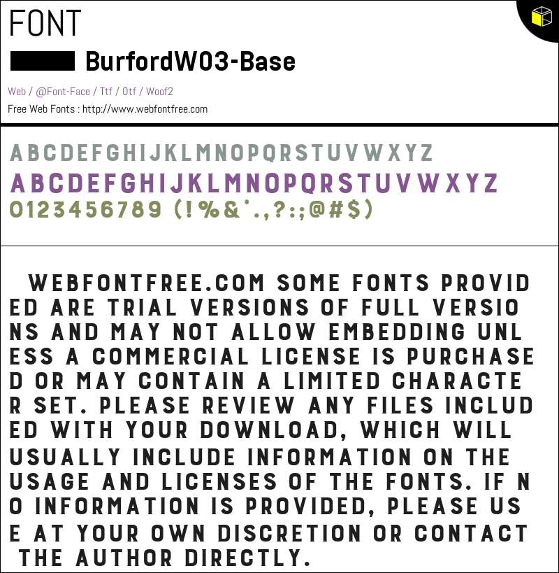 Burford W03 Base Fonts Downloads - WebFontFree.Com
