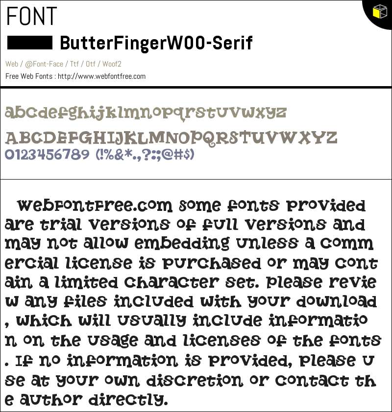 ButterFinger W00 Serif Fonts Downloads - WebFontFree.Com