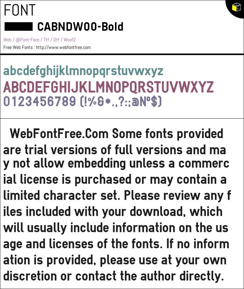 CA BND W00 Bold Fonts Downloads - WebFontFree.Com