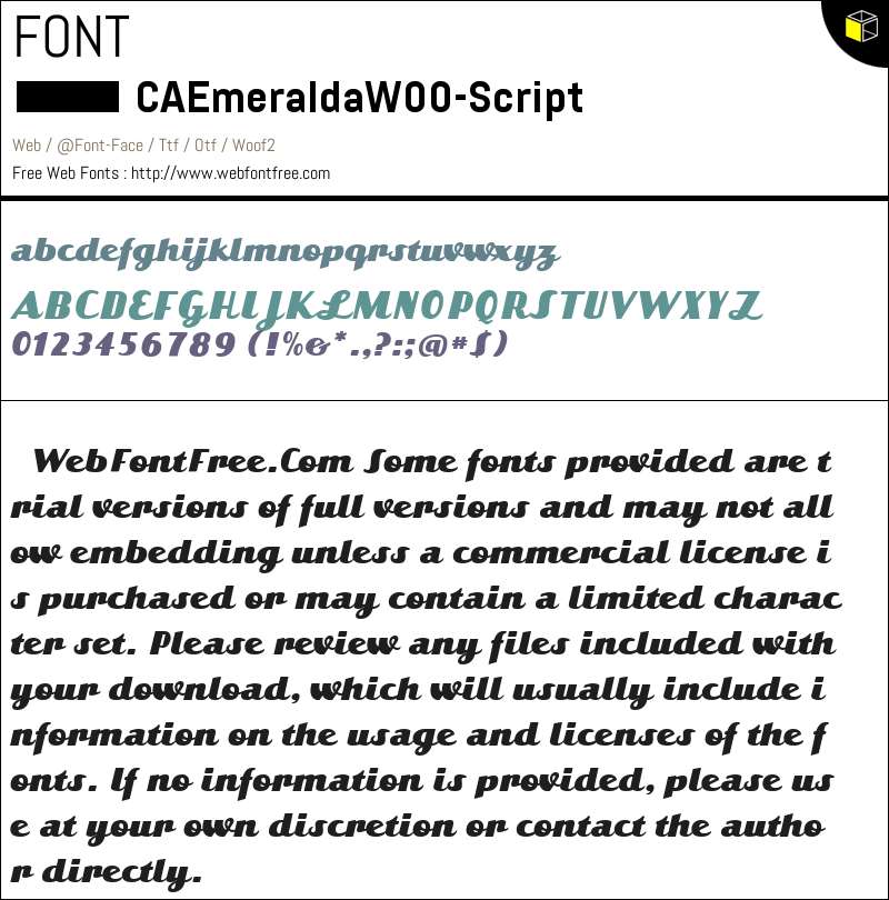 CA Emeralda W00 Script Fonts Downloads - WebFontFree.Com
