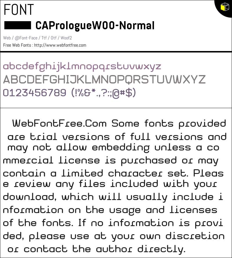 CA Prologue W00 Normal Fonts Downloads - WebFontFree.Com