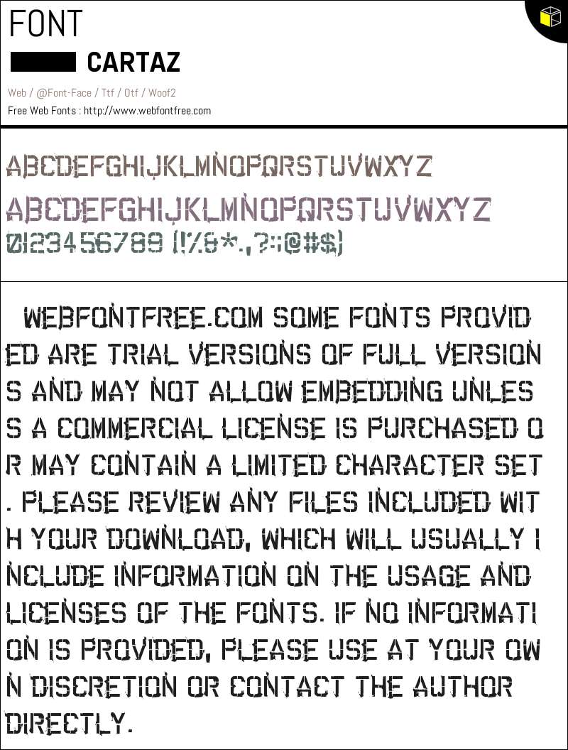 CARTAZ Fonts Downloads - WebFontFree.Com