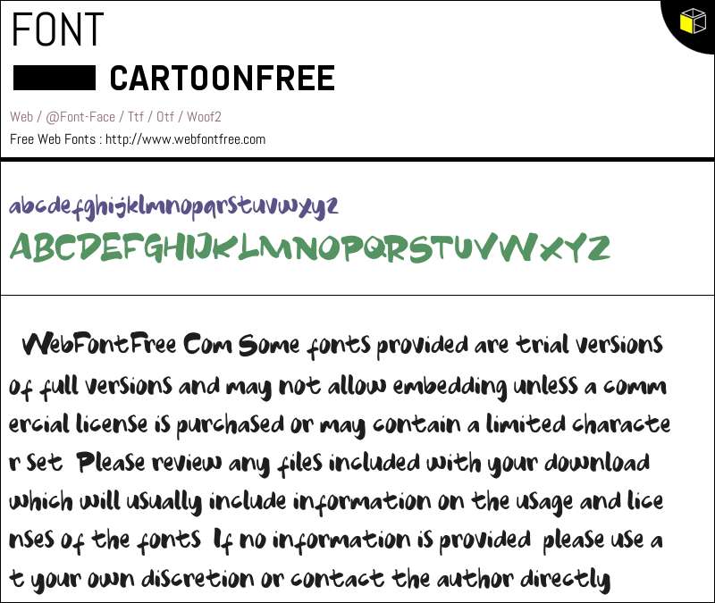 CARTOON FREE Fonts Downloads - WebFontFree.Com