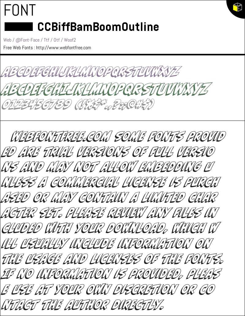 CCBiffBamBoomOutline Fonts Downloads - WebFontFree.Com