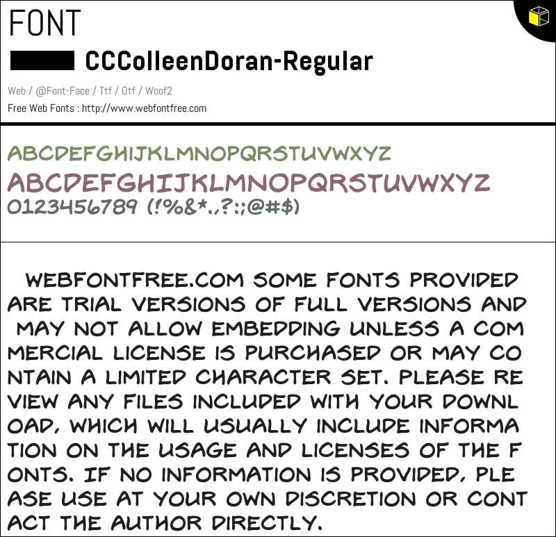 CCColleenDoran Regular Fonts Downloads - WebFontFree.Com