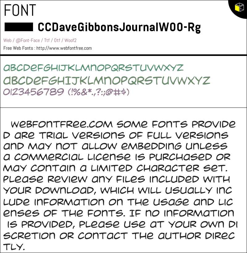 CCDaveGibbonsJournal W00 Rg Fonts Downloads - WebFontFree.Com