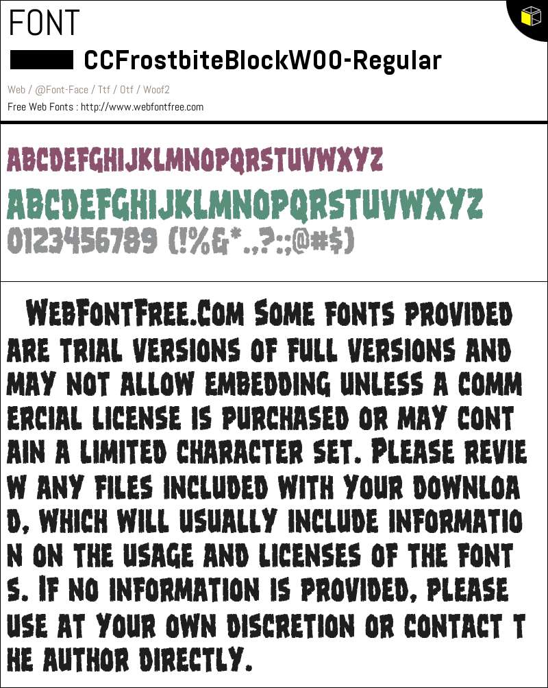 CCFrostbiteBlock W00 Regular Fonts Downloads - WebFontFree.Com