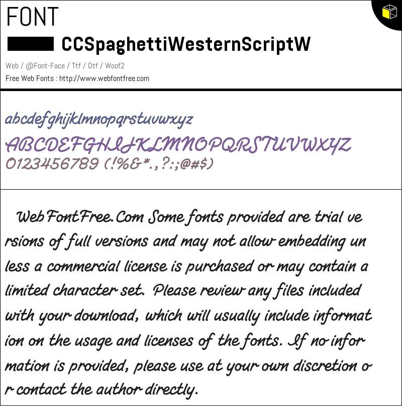 CCSpaghettiWesternScript W00 Rg Fonts Downloads - WebFontFree.Com