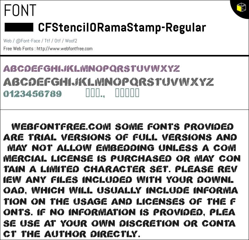 CF Stencil O Rama Stamp Regular Fonts Downloads - WebFontFree.Com