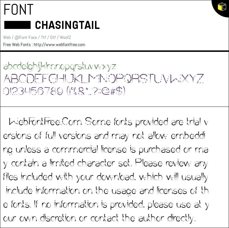 CHASING TAIL Fonts Downloads - WebFontFree.Com