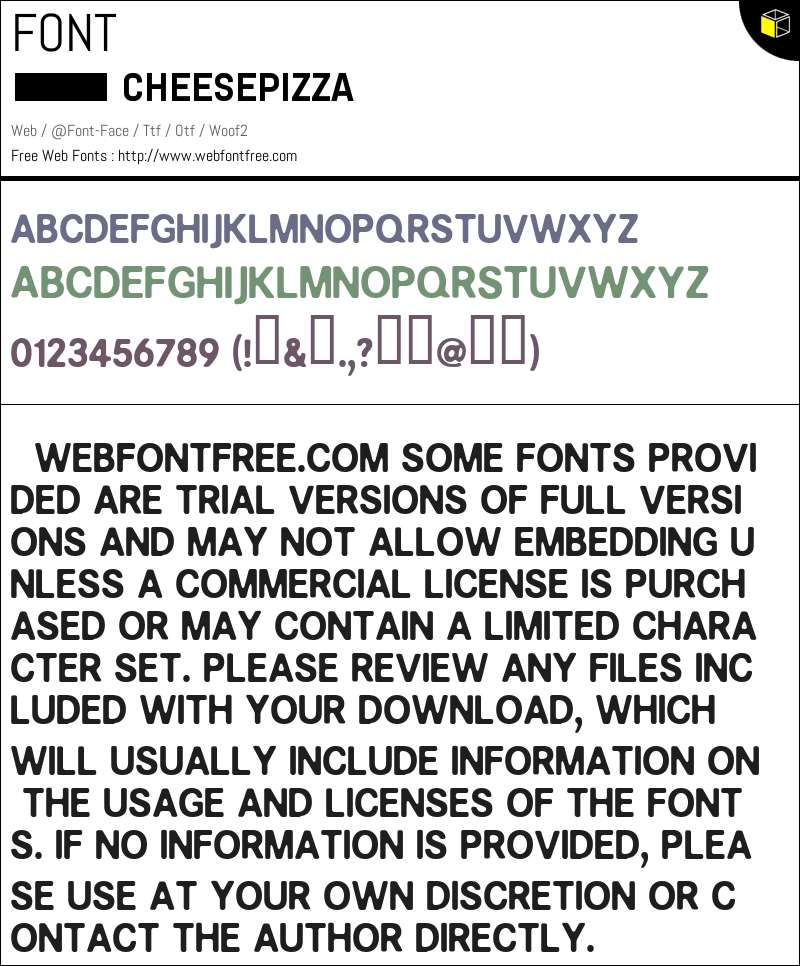 CHEESE PIZZA 字体 下载 - WebFontFree.Com