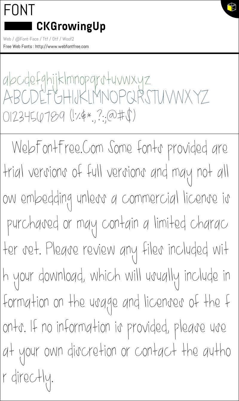 CK Growing Up Fonts Downloads - WebFontFree.Com