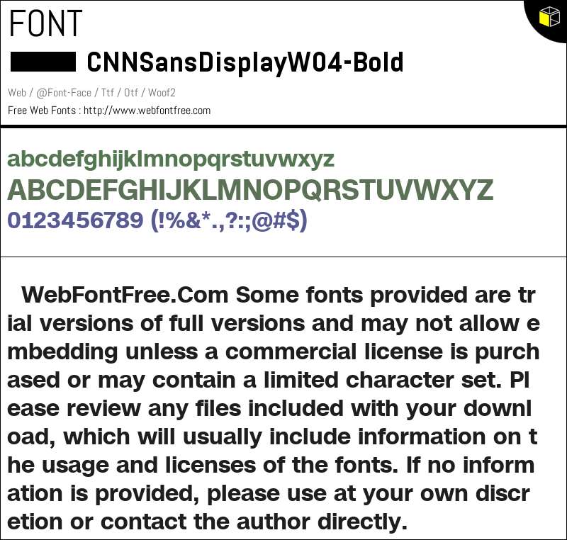 CNN Sans Display W04 Bold Fonts Downloads - WebFontFree.Com