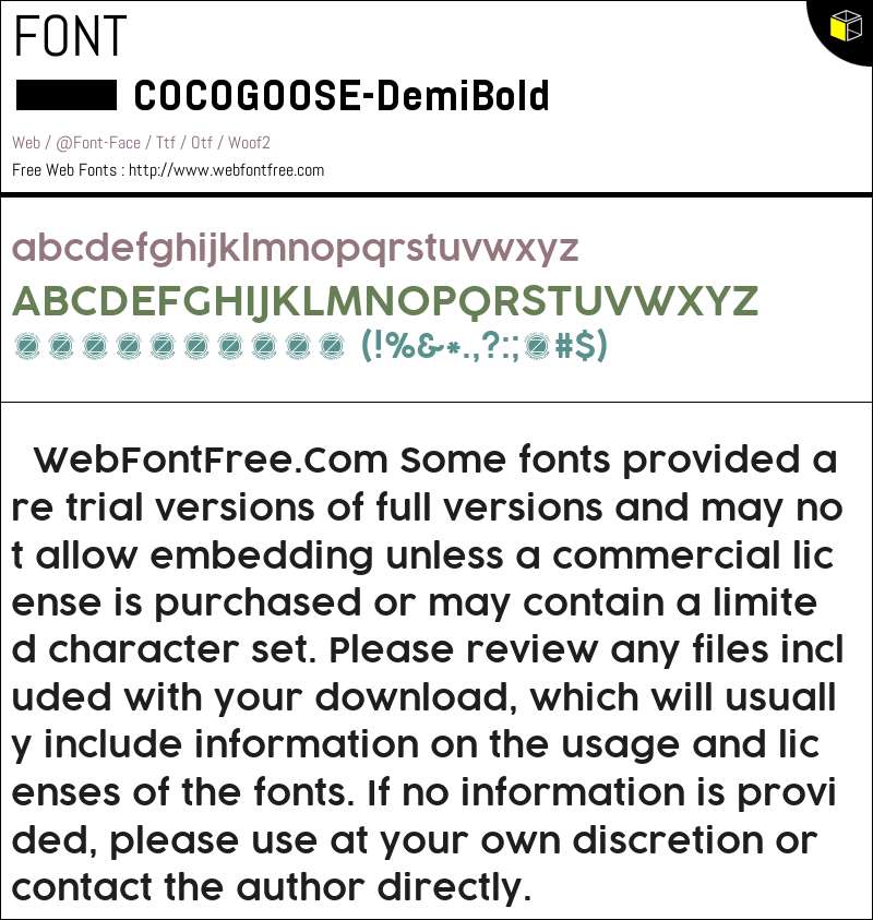 COCOGOOSE DemiBold Fonts Downloads - WebFontFree.Com