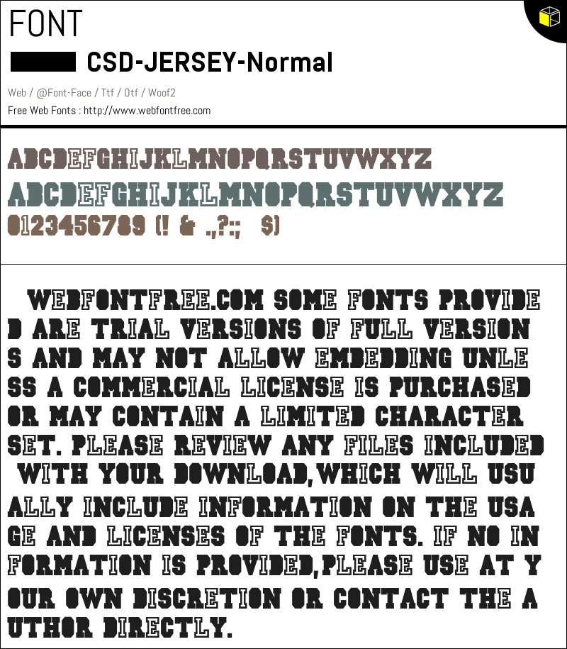 CSD-JERSEY-Normal Fonts Downloads - WebFontFree.Com
