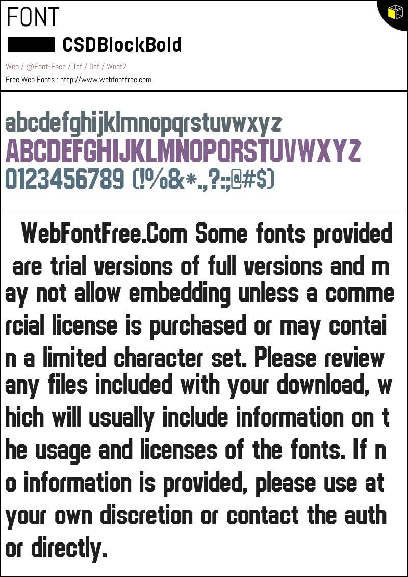 CSD Block Bold Fonts Downloads - WebFontFree.Com